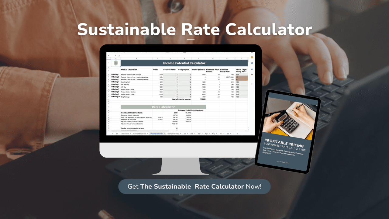 Sustainable Rate Calculator - Kerri - Knock On Wood Virtual Assistance